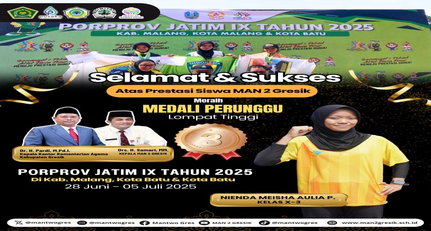 Siswa MAN 2 Gresik Raih Medali Perunggu Cabang Lompat Tinggi di PORPROV ...